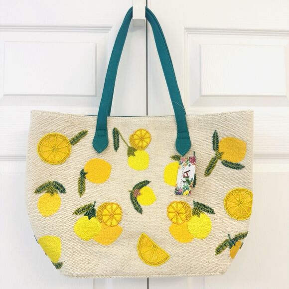 A&B Express Edit | Bags | Beaded Embellished Lemon Tote Bag Purse Ab ...
